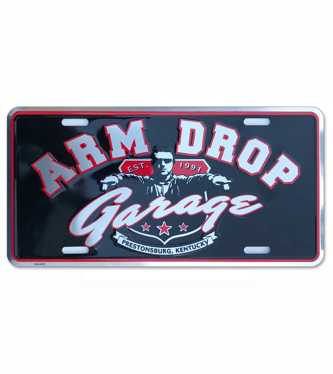Arm Drop Garage Aluminum Embossed Car Plate